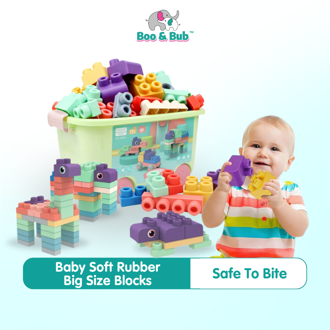 Baby 3D Soft Plastic Big Size Building Blocks | DIY Compatible Rubber ...