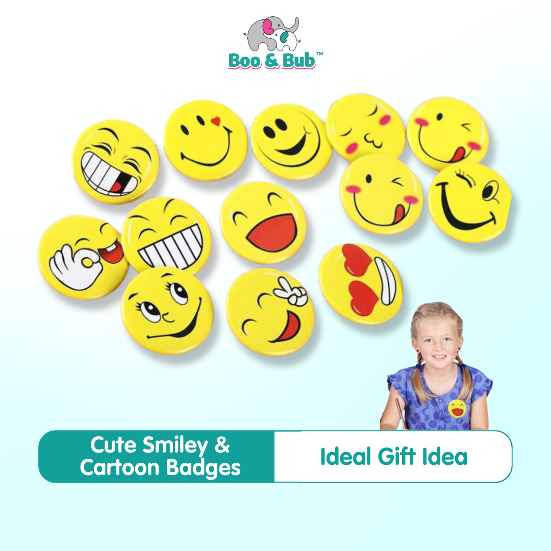 Boo&Bub Cute Smiley Face Badges | Pin Set for Students | Hotel Birthda ...
