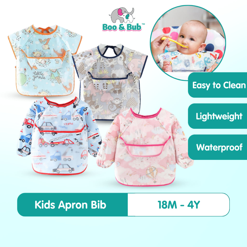 Kids EVA Waterproof Long Sleeve Bib Apron | Fully Covered Long Sleeved ...